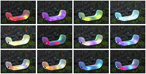 XDP Recreation Firefly LED Lighted Swing with 3 AA Batteries INCLUDED. Motion Sensored Kids Backyard Swingset, Porch or Tree Swing Seat Accessory, Plastic, Clear