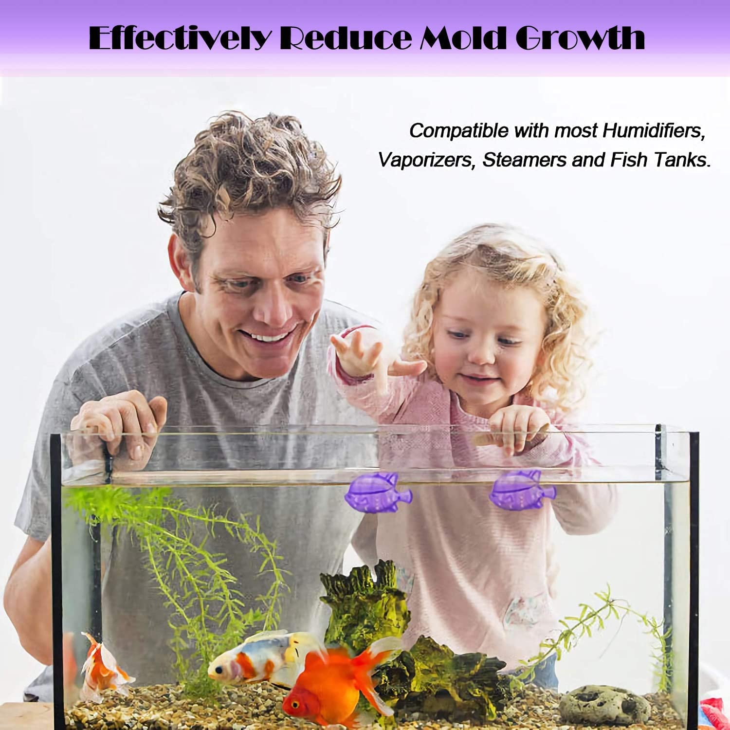 FITORCH 10PCS Universal Humidifier Tank Cleaner, Warm & Cool Mist Humidifiers, Fish Tank,Compatible with Drop, Droplet, Adorable, 1.75" x2.55" (Purple)