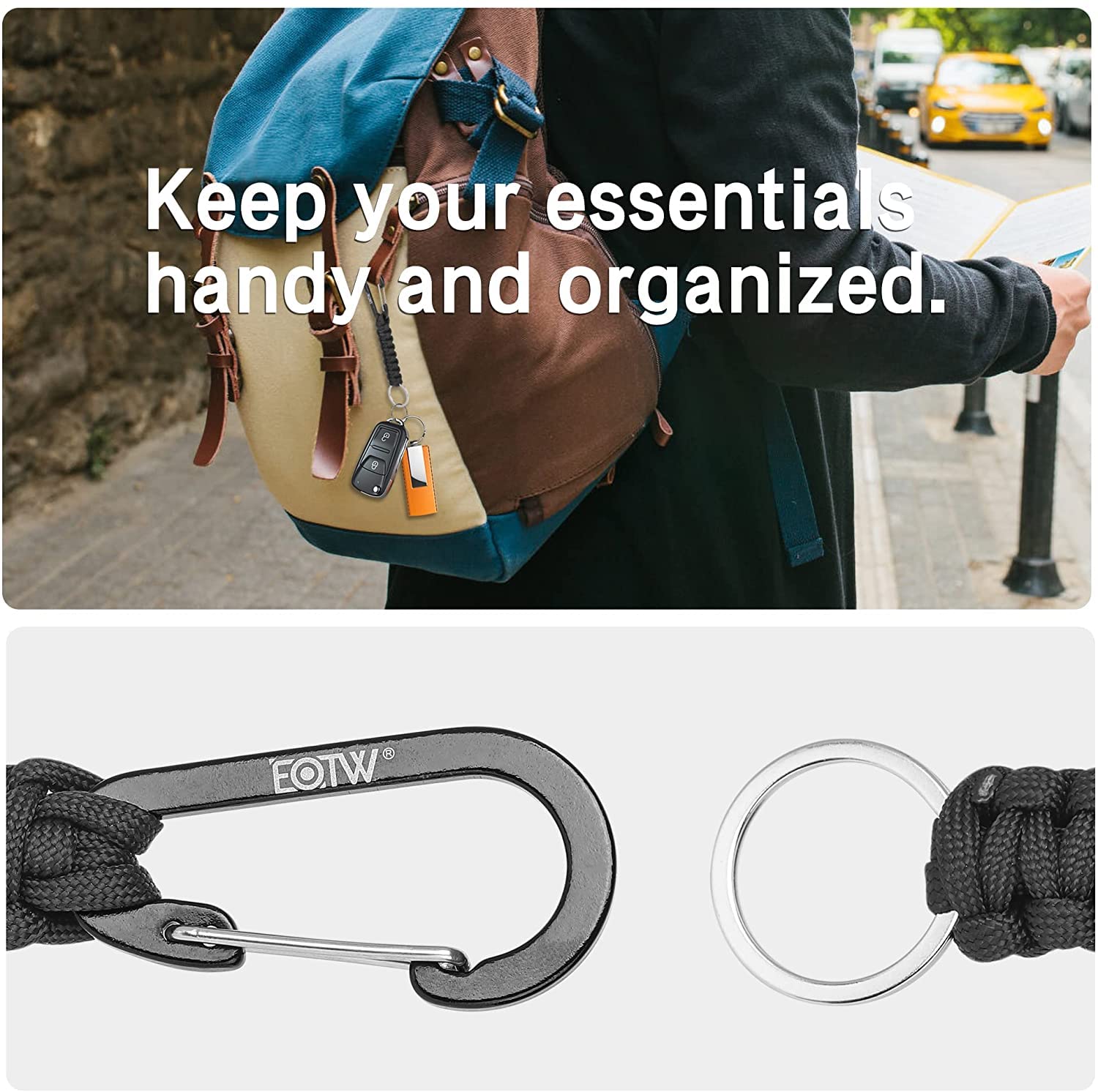 EOTW Carabiner Keychain,Paracord Keychain Small Aluminum Clip D Ring for Camping, Hiking, Fishing, Or As A Key Organizer