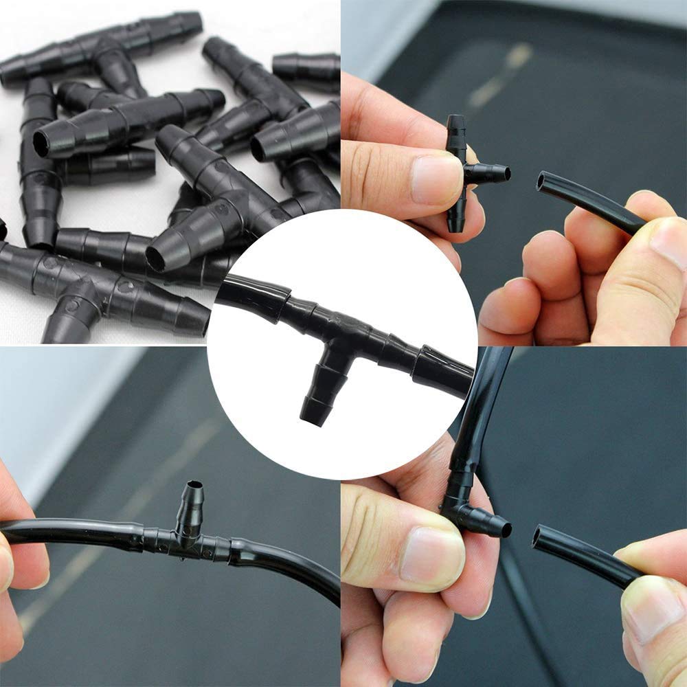 guangfan 300 Pack Barbed Connectors Drip Irrigation, Universal Barbed Tee Fittings, Fits 1/4" Drip Tubing