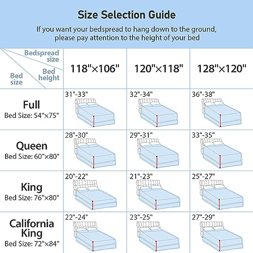 Qucover California King Beige Bedspreads, 3-Pieces Ultrasonic Quilting Geometric Pattern Soft Microfiber 120 x 118 Oversized King Quilt, Extra Width Cal King Bedspread Oversized, Beige