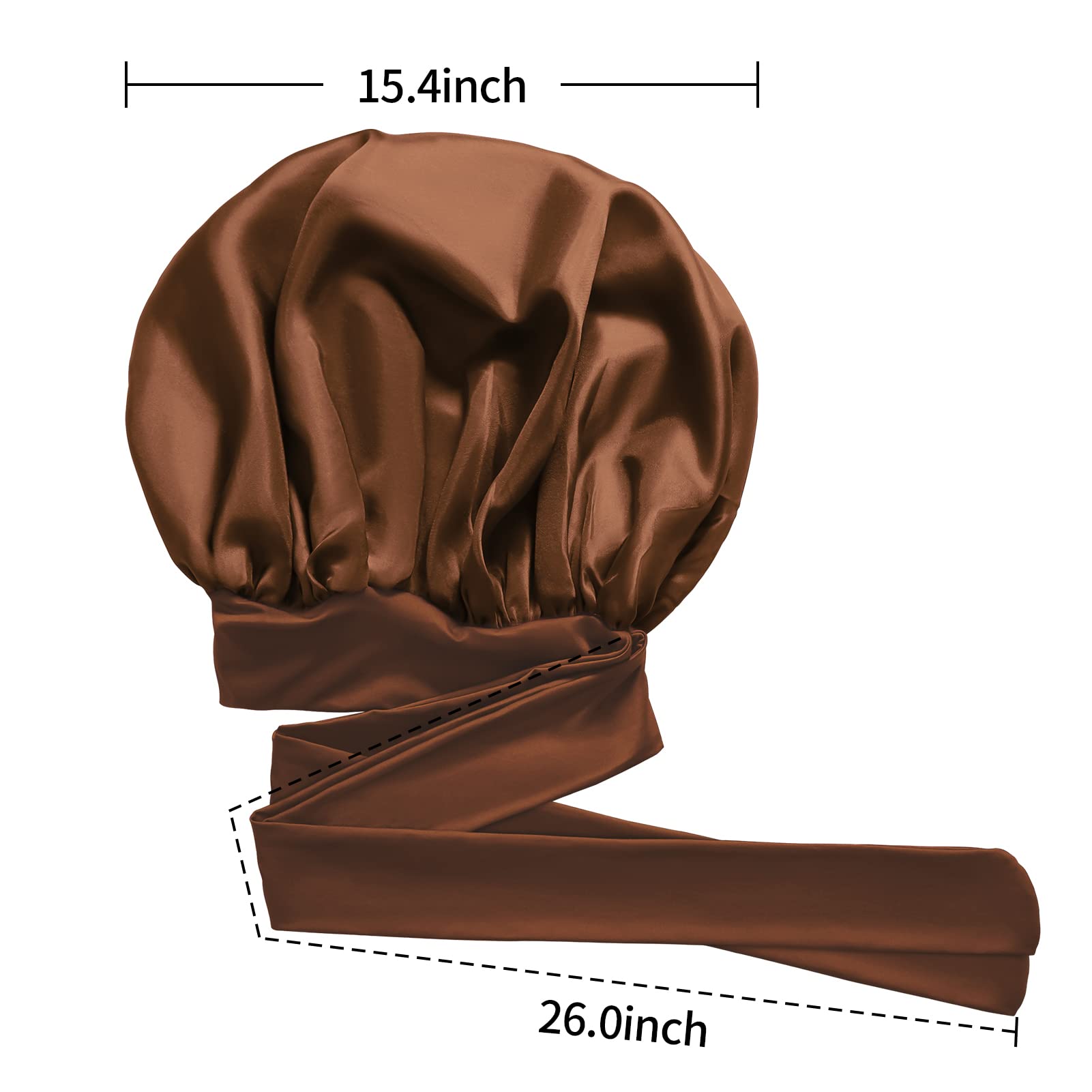 Kenllas Satin Silk Bonnet for Women - Large Sleep Cap with Tie Band for Curly Dreadlock Braid Hair Care (Black1)