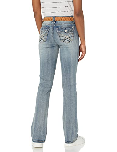 WallFlower Women's Legendary Slim Bootcut Mid-Rise Belted Insta Stretch Juniors Jeans (Standard and Plus), Tiffany, 0