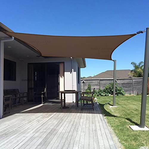 SUNNY GUARD Sun Shade Sail 6.5' x 10'Rectangle Brown UV Block Sunshade for Backyard Yard Deck Patio Garden Outdoor Activities and Facility