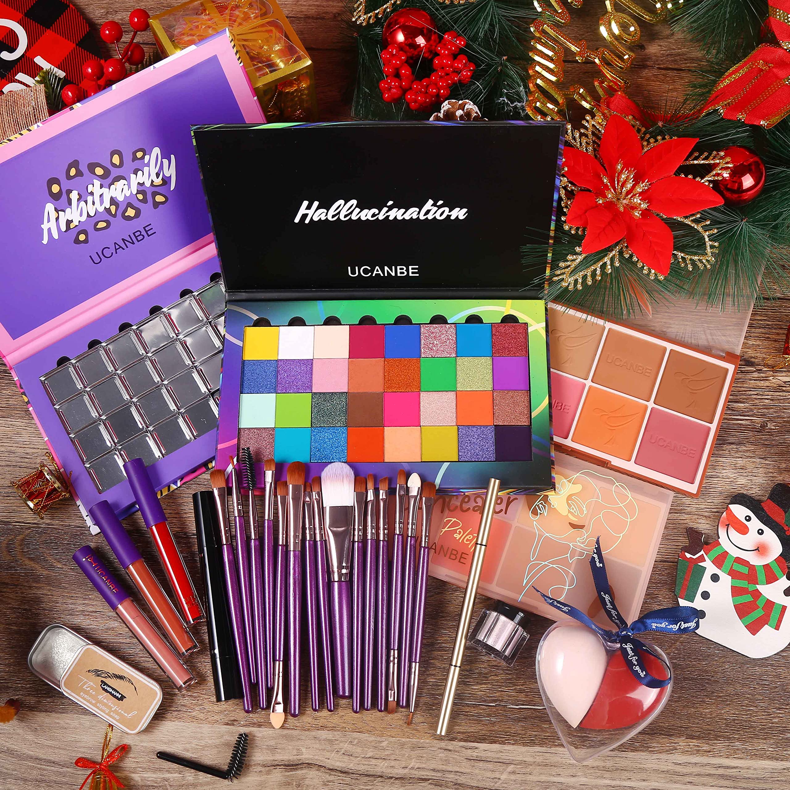 Makeup Gift Sets For Women Make Up Box Include - Eyeshadow Makeup Palette + Eyeliner Pen + Makeup Sponge + Makeup Brushes + Face Blush + Concealer Palette + Eyebrow Cream All In One Makeup Set