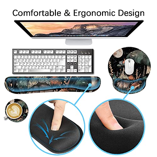 Keyboard Wrist Rest & Mouse Wrist Rest Pad & Coaster, Made of Memory Foam, Ergonomic Support, Easy Typing and Relieve Wrist Pain, Perfect for Gaming, Computer, Office, Laptop, Animal