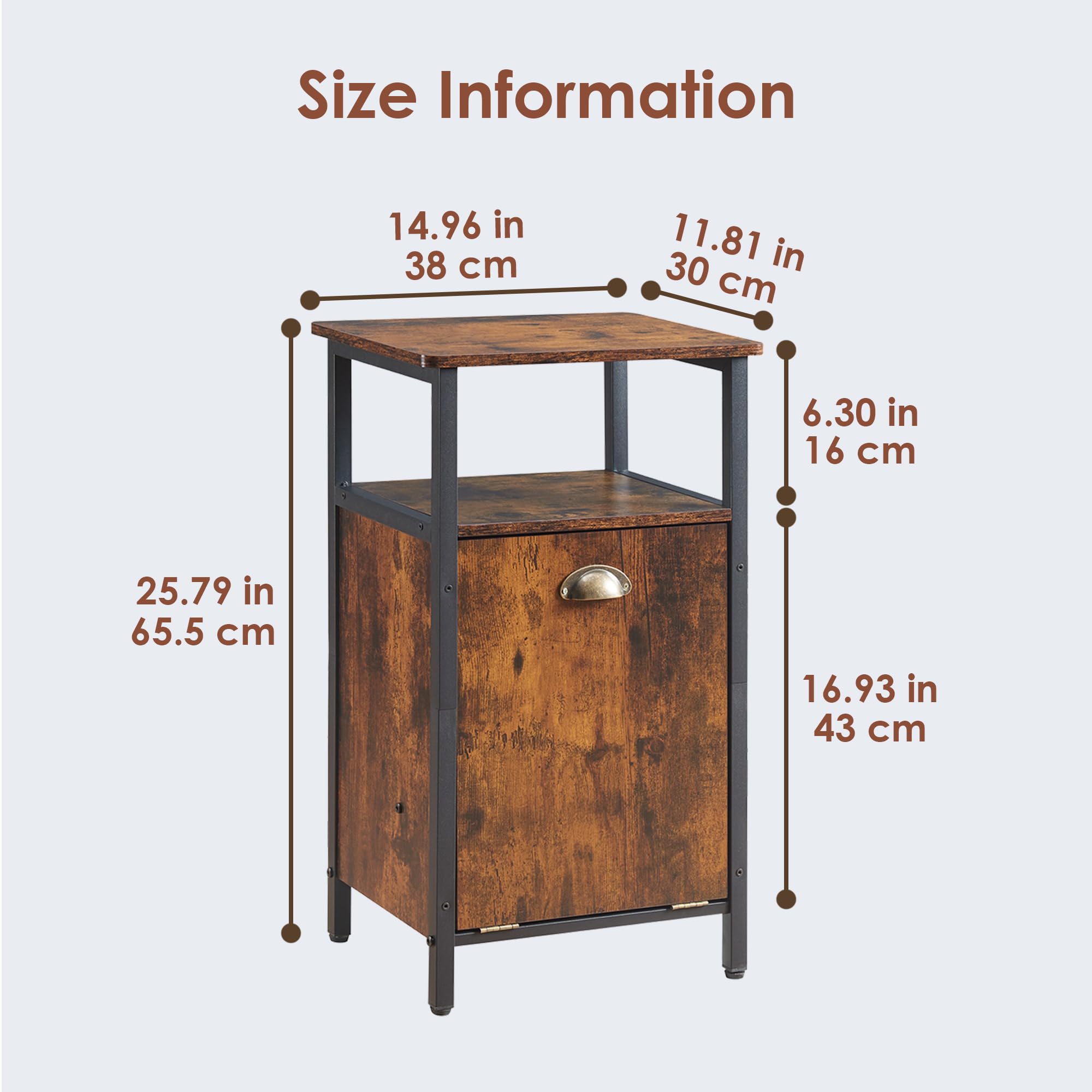 Sufulaa End Table/Nightstand/Bedside Table/Side Table, Decorative Pet Proof Hidden Small 3 Gallon Trash Can Cabinet for Living Room,Bedroom,Home Office,Bathroom,Kitchen