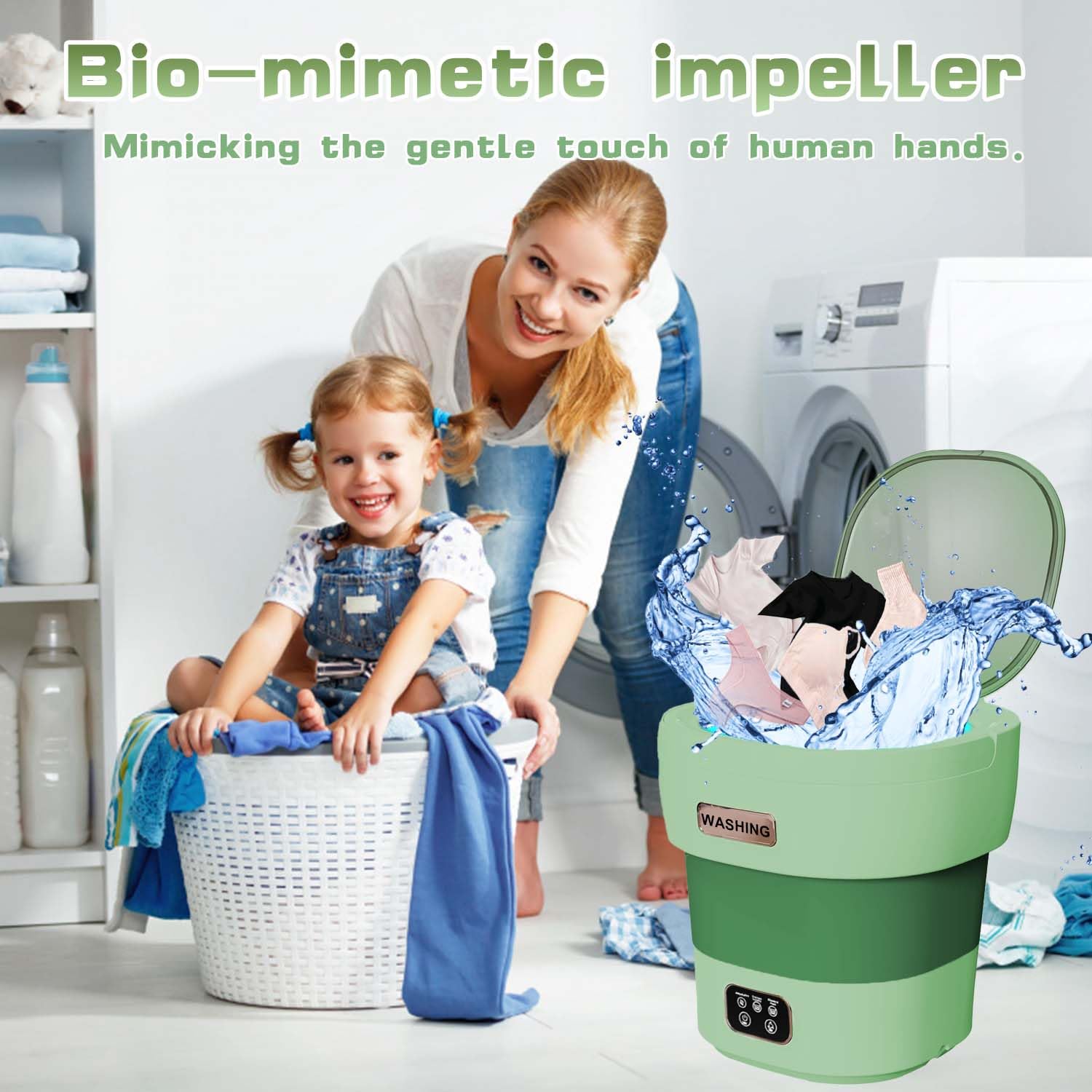 Mini Washing Machine, 15L Upgraded Portable Small Washing and Dryer Machine, Collapsible Washer with Spin for Travel,Apartment, Baby Clothes, Socks