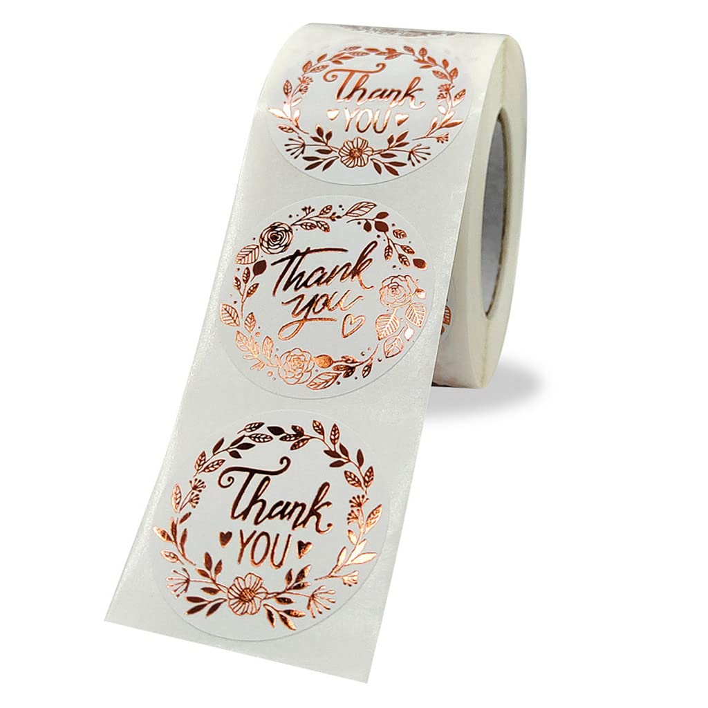 Kinteshun Thank You Sticker,Thank You Olive Branch Gold Stamping Self-Adhesive Label Decal Envelope Seal Baking Paster Sticker for Gift Packing Decoration(500pcs,1.5")