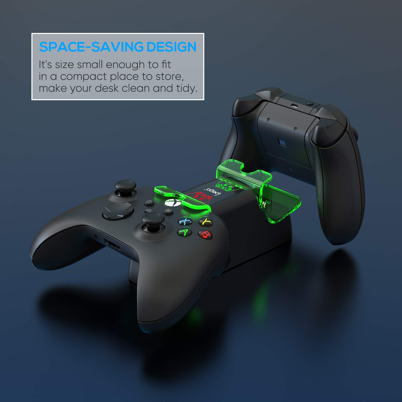 FASTSNAIL Controller Charger Station and Rechargeable Battery Pack 2 x 1400mAh for Xbox Series X|S, Dual Charger Dock with Charging Cable and LED Indicator