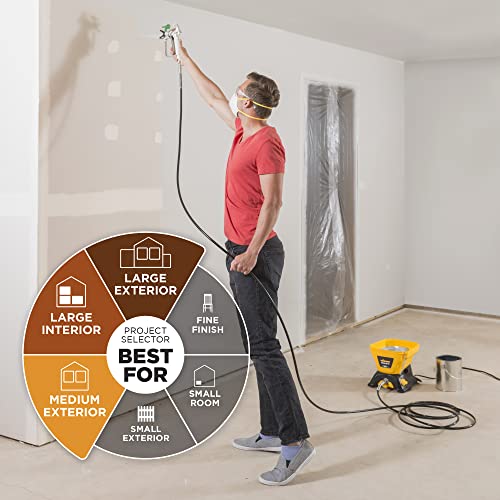 Wagner Spraytech 2422951 Control Pro 130 Paint Sprayer Kit, High Efficiency Airless Sprayer with Low Overspray & 12" Extension, 515 & 413 Tip for Large Projects, Yellow