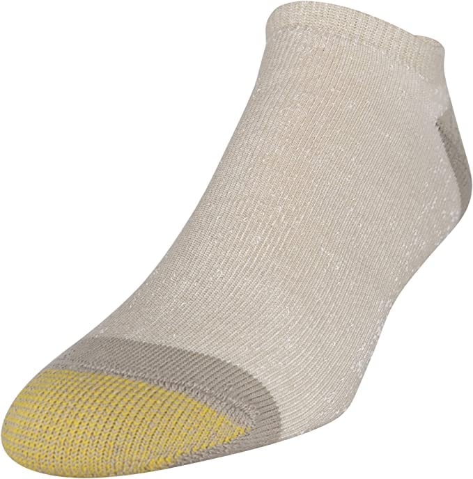 Gold Toe Men's Socks No Show 6-Pack Liner Breathable Soft Cotton Blend Slightly Irregular (Khaki Heather)