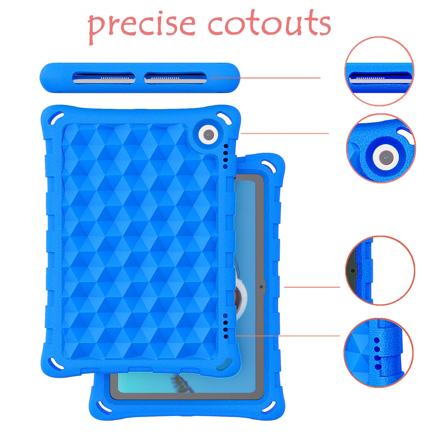 Fire HD 8 Case for Kids, OQDDQO All-New Kindle Fire 8 Case (12/10th Generation, 2022/2020 Release), Hollow Corners with Double Shock Absorption, fire 8 Tablet Case and Fire HD 8 Plus case (Blue)