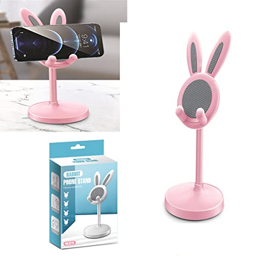RUITASA Cute Bunny Phone Holder, Bunny Stand for Nintendo Switch, Bunny Stand Up, Kawaii Cell Phone Holder with iPhone, iPad, Tablets, Smartphones (Pink)