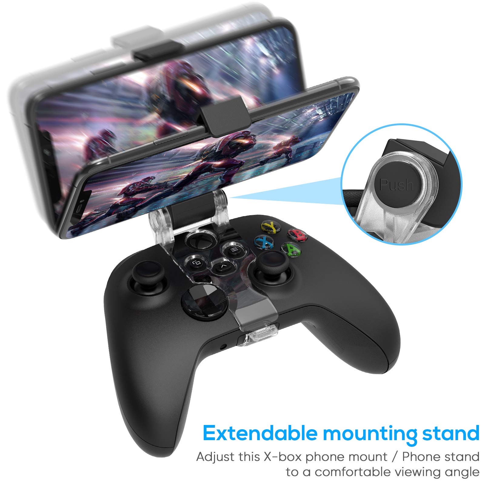 FASTSNAIL Phone Mount Clip for Xbox One S/X for Xbox Series S/X Controller, Free Rotation Clip Clamp Holder Handle Bracket for X-Series S/X-Series X and for Xbox One/One S/One X Wireless Controller