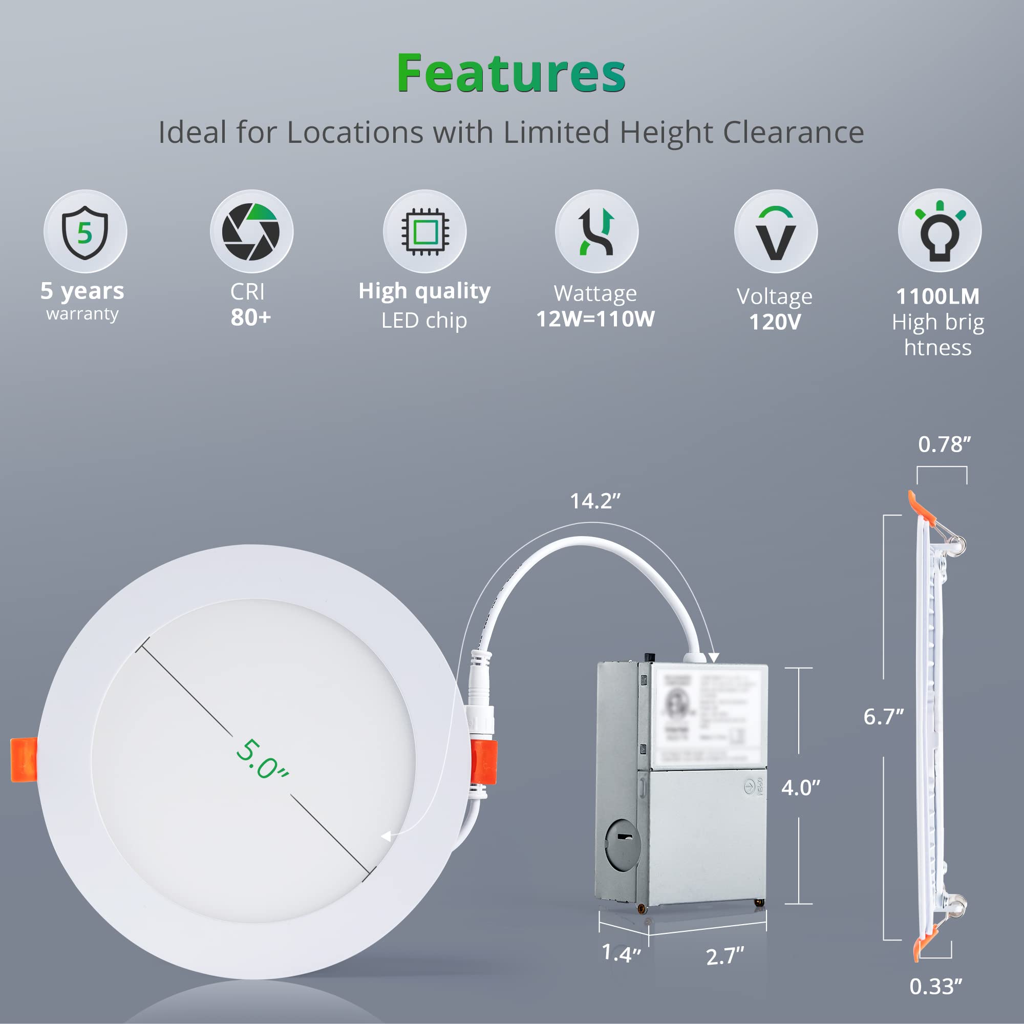 LEDIARY 16 Pack 3CCT LED Recessed Lighting 6 inch, 3000K/4000K/5000K Selectable Recessed Light Fixtures, 1100LM High Brightness, 12W Eqv 110W, Dimmable Can Lights with Junction Box - IC Rated, ETL