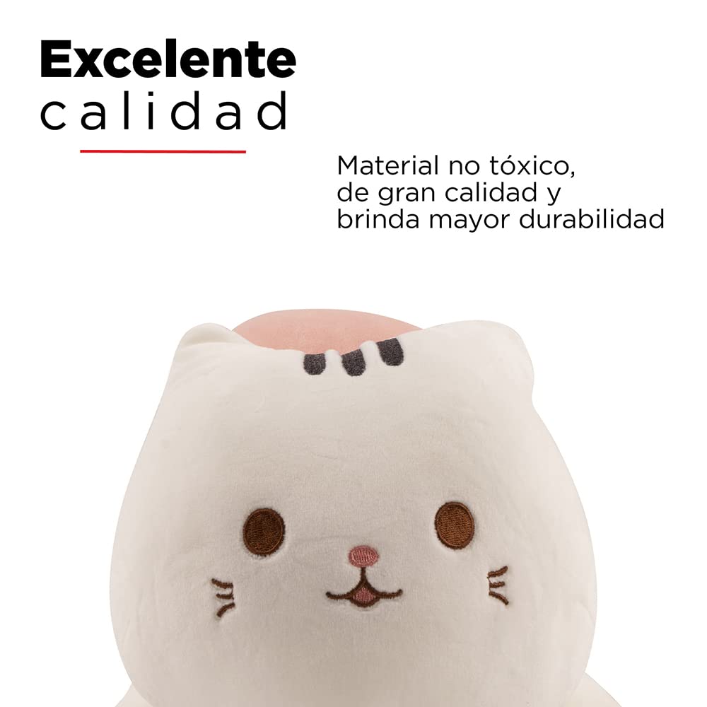 MINISO 14'' Sushi Cat Plush, Kawaii Stuffed Animal, Soft Body Pillow, Kitten Doll, Big Valentine's Day Gift (Salmon)