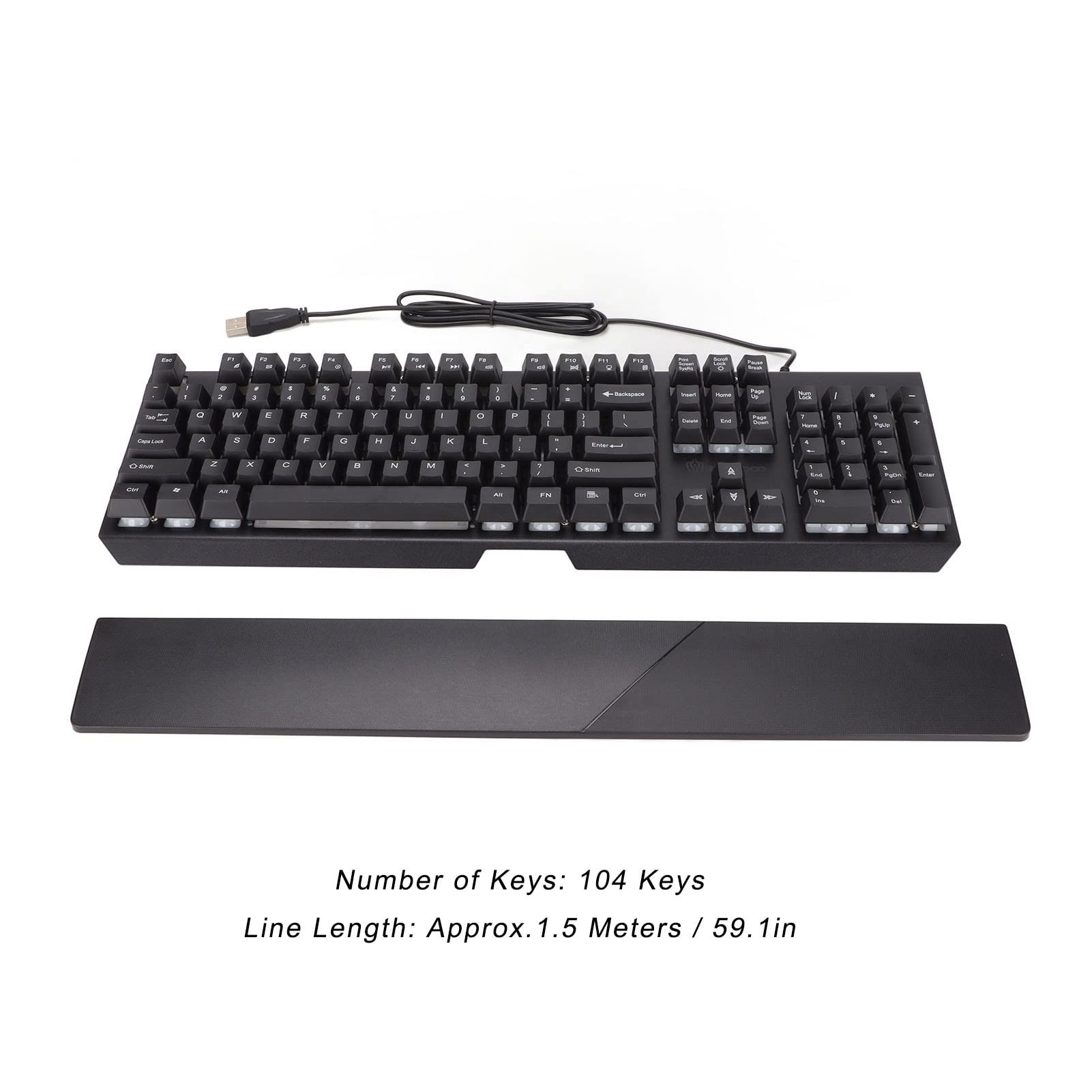 Mechanical Gaming Keyboard, Wired RGB Gaming Keyboard with Ergonomic Wrist Rest, 104 Keys USB Computer Keyboard for Laptop/Desktop/PC (Black)