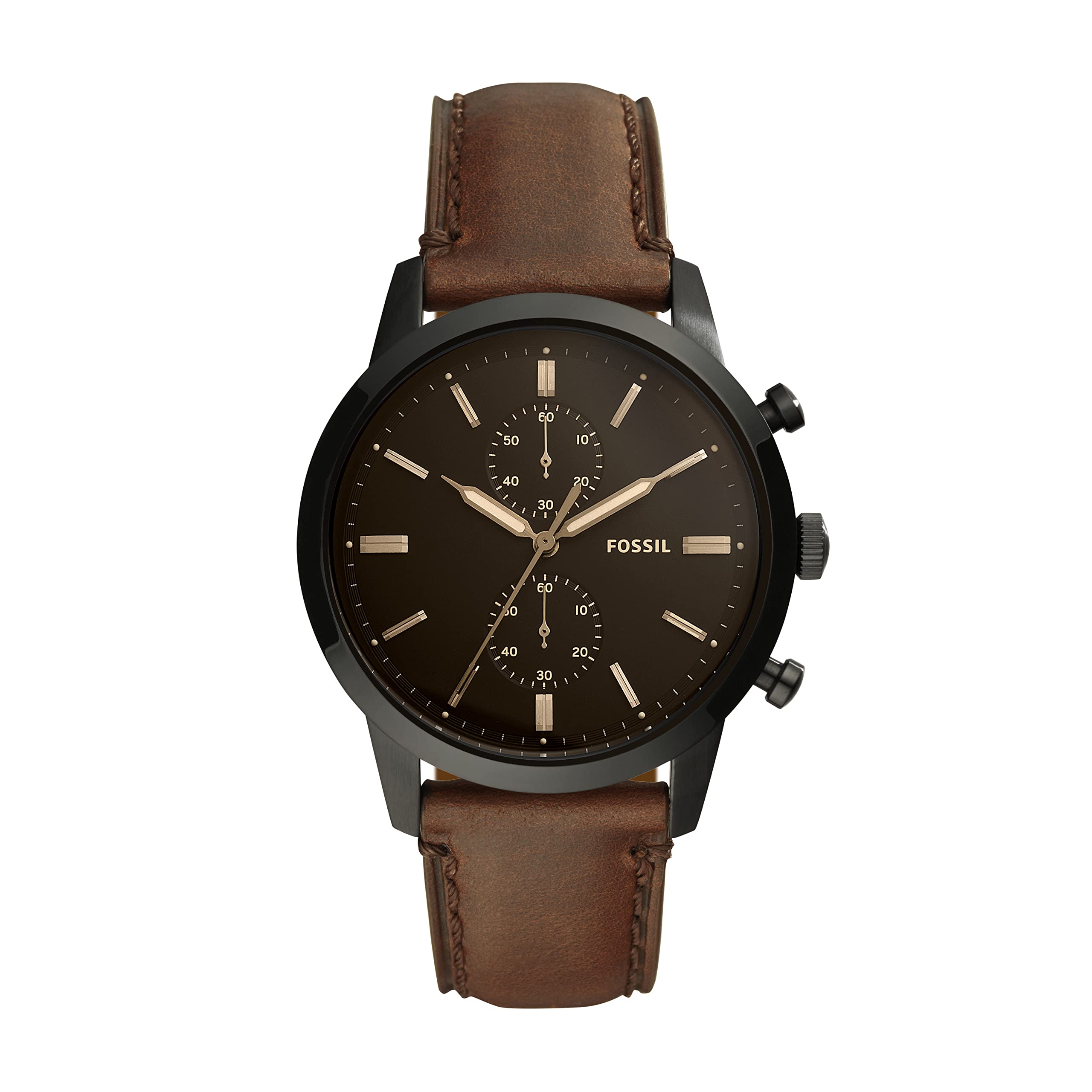 Fossil Men's Townsman Stainless Steel and Leather Quartz Watch and Leather Band