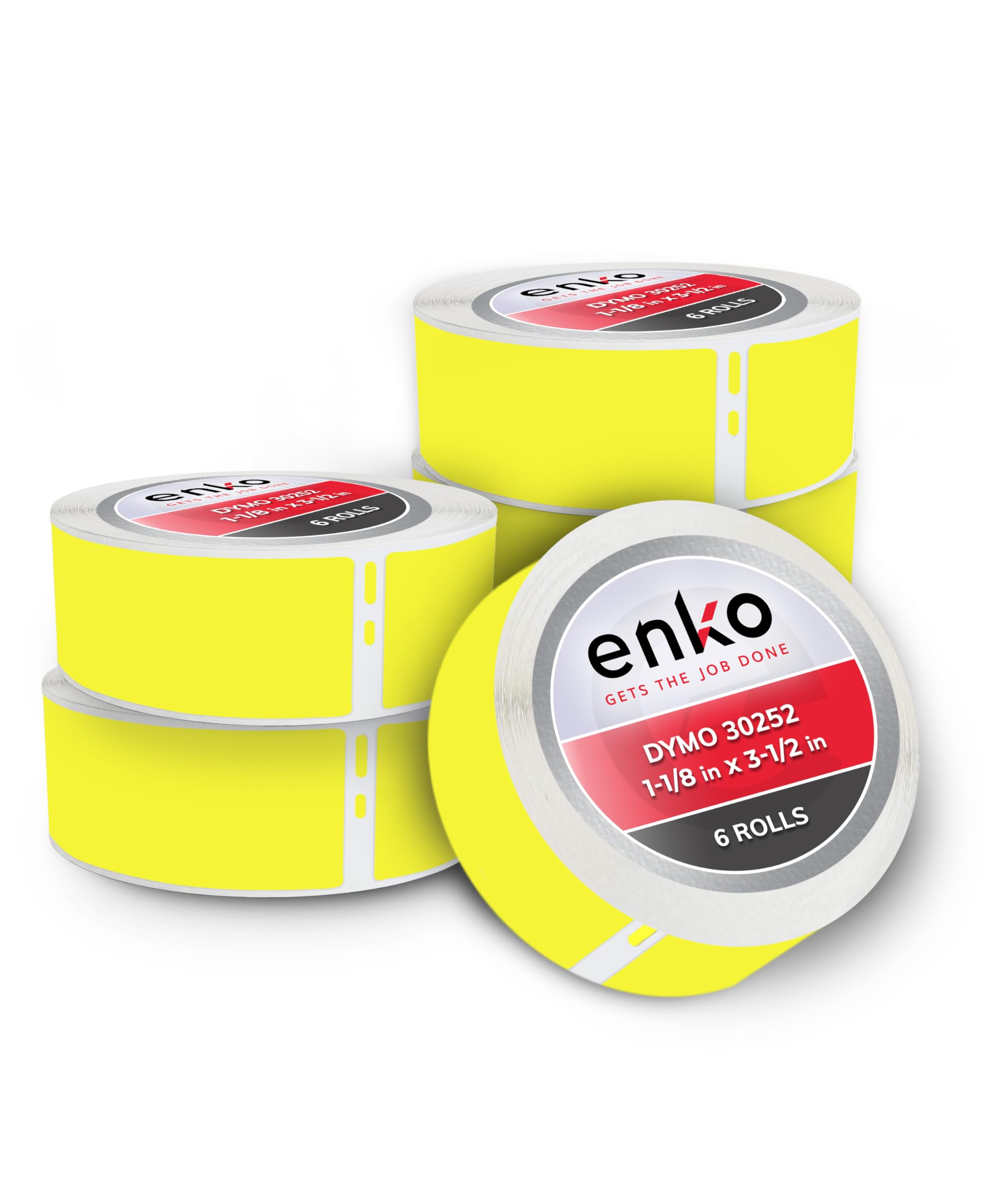 enKo [6 Rolls, 2100 Labels] Address, Shipping & Barcode Labels 30252 - Yellow (1-1/8" x 3-1/2") Compatible for Dymo LabelWriter & Rollo Printer