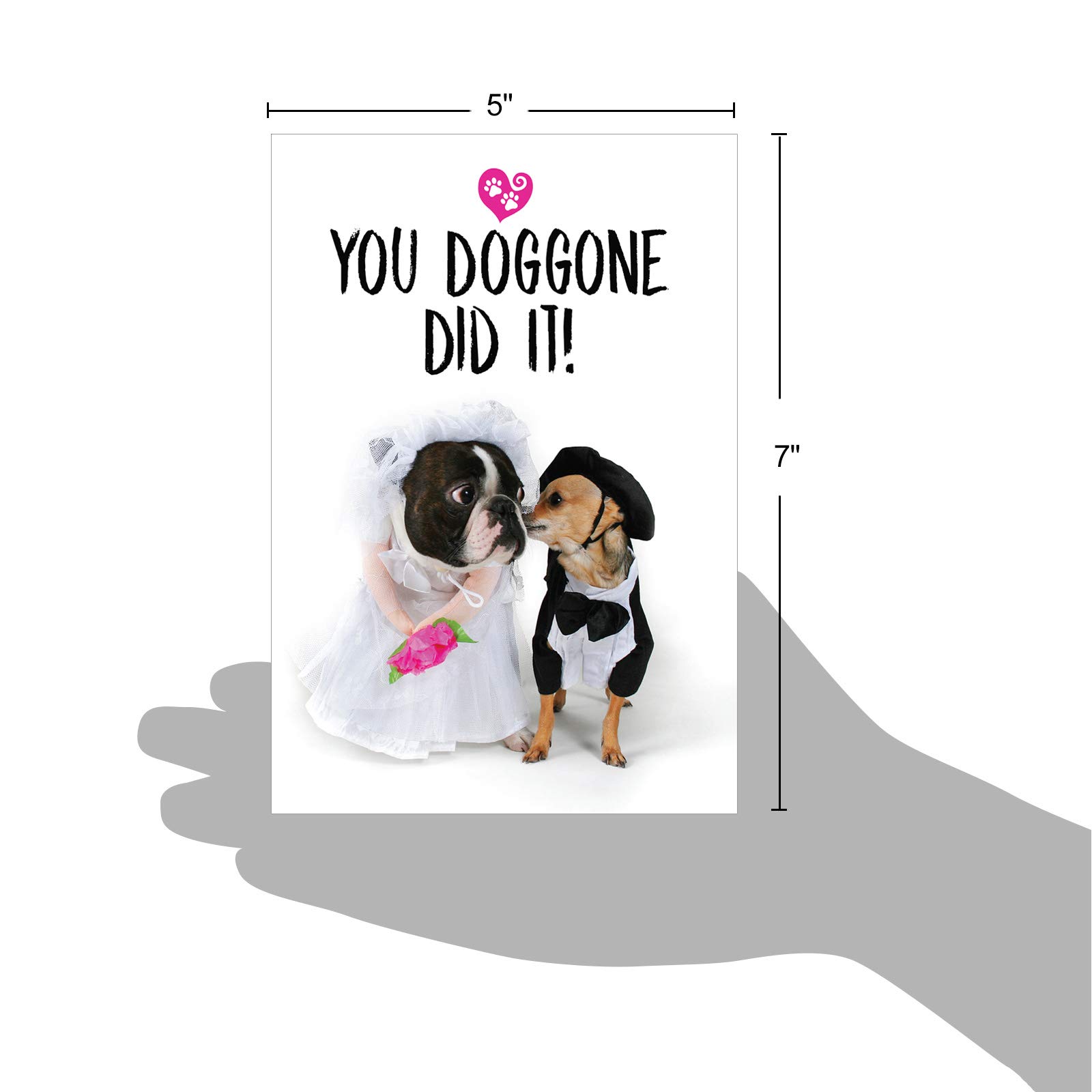 NobleWorks - Married Dogs - Pet Animal Wedding Card for Bride and Groom - Newlyweds Marriage Note Card with Envelope C6898WDG