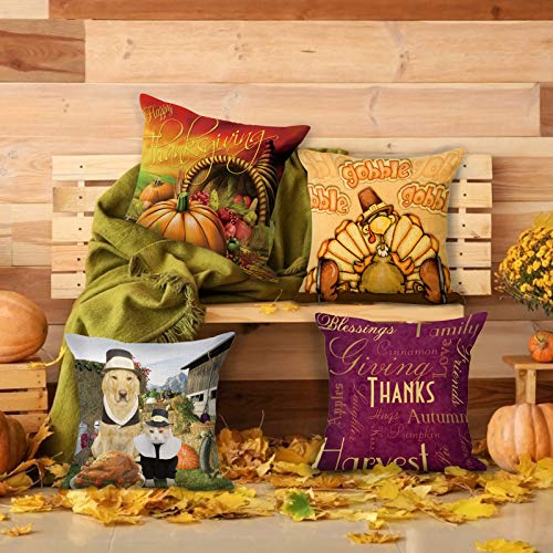 Evoio Fall Pillow Covers 18 x 18 Inch Set of 4 Couch Throw Pillow Cases, Fall Decor for Home, Thanksgiving Decorations Sofa Cushion Pillow Covers