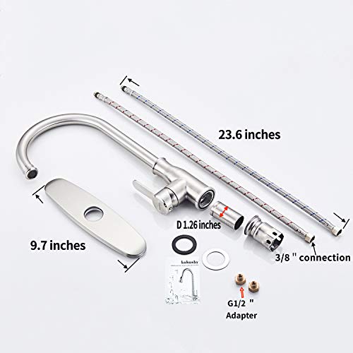 Kohonby Single Handle Kitchen Faucet Stainless Steel Brushed Nickel,Modern High Arc Kitchen Sink Faucet, Commercial Bar Sink Faucet One Hole with Deck
