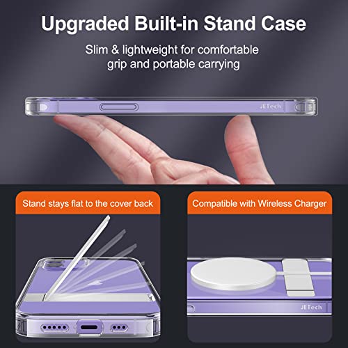 JETech Case for iPhone 12/12 Pro 6.1-Inch with Stand, Support Wireless Charging, Slim Shockproof Bumper Phone Cover, 3-Way Metal Kickstand (Clear)