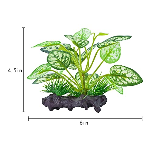 MRTIOO Reptile Artificial Plants, Terrarium Plants Decorations Supplies, Rainforest Ground Plant, Amphibian Habitat Hideout Tank Accessories (E)