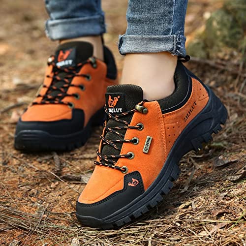 HARMOX Women's Men's Hiking Boot Slip Resistant Hiking Boots Men Waterproof Insulated Orange