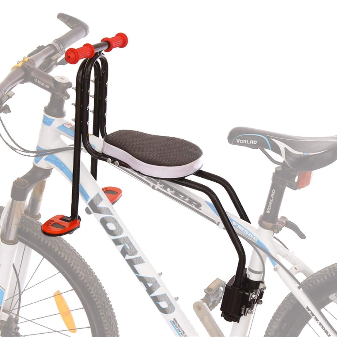 FenglinTech Baby Bike Seat, Child Safety Carrier Front Seat with Armrest and Foot Pedals