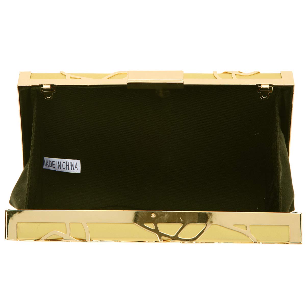 Fawziya Evening Purse Satin Geometric Metal Hollow Oversized Clutch Bags For Women Clutchess-Gold