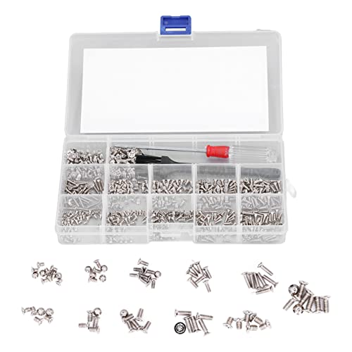 Oumefar Computer Screw Assortment, Computer Screws Kit Non Slide Flat Head for Laptop(Silver) Screws