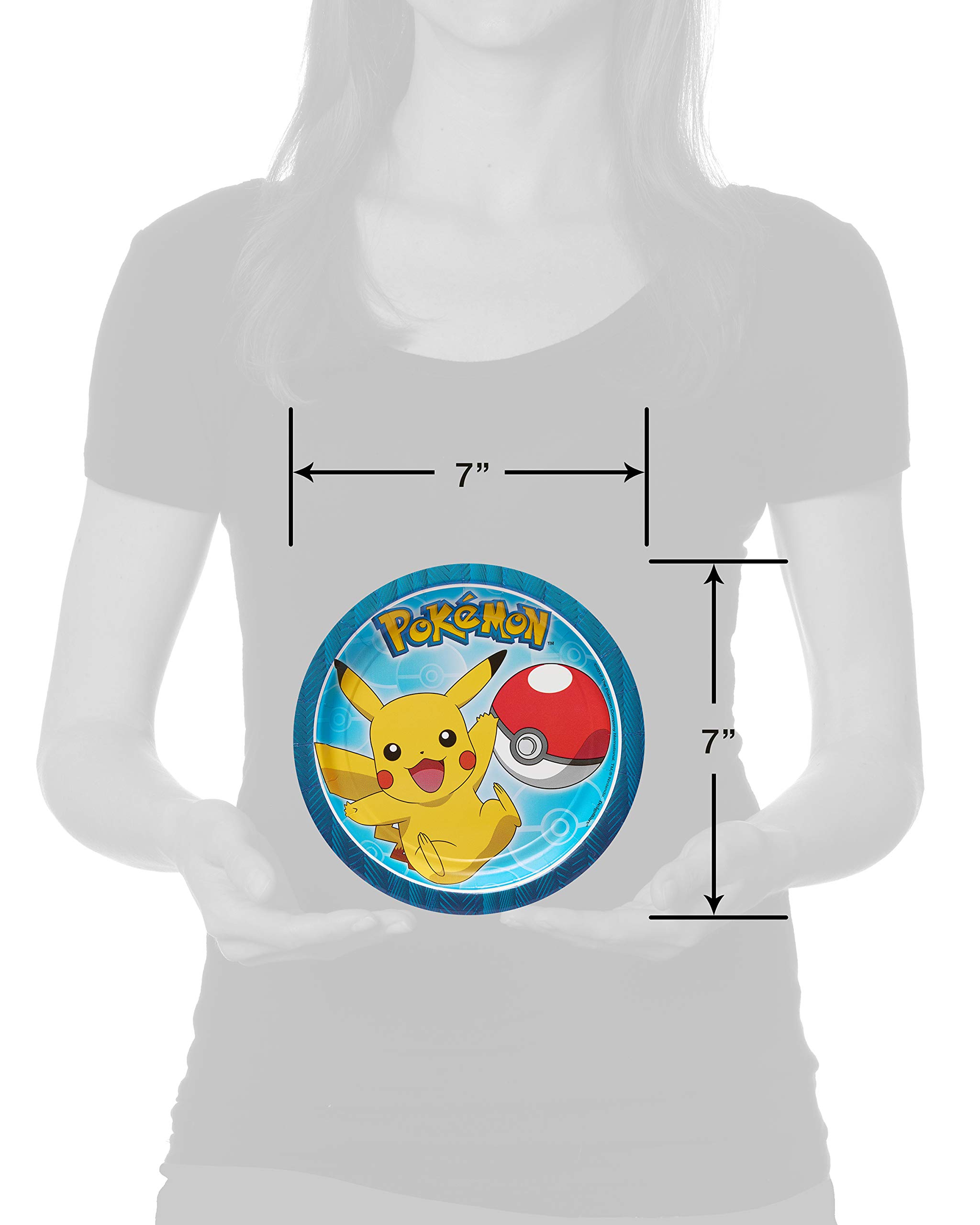 Vibrant Multicolor Pokemon Round Plates - 7" (Pack of 8) - Fun, Durable Design - Perfect for Kids' Parties and Celebrations