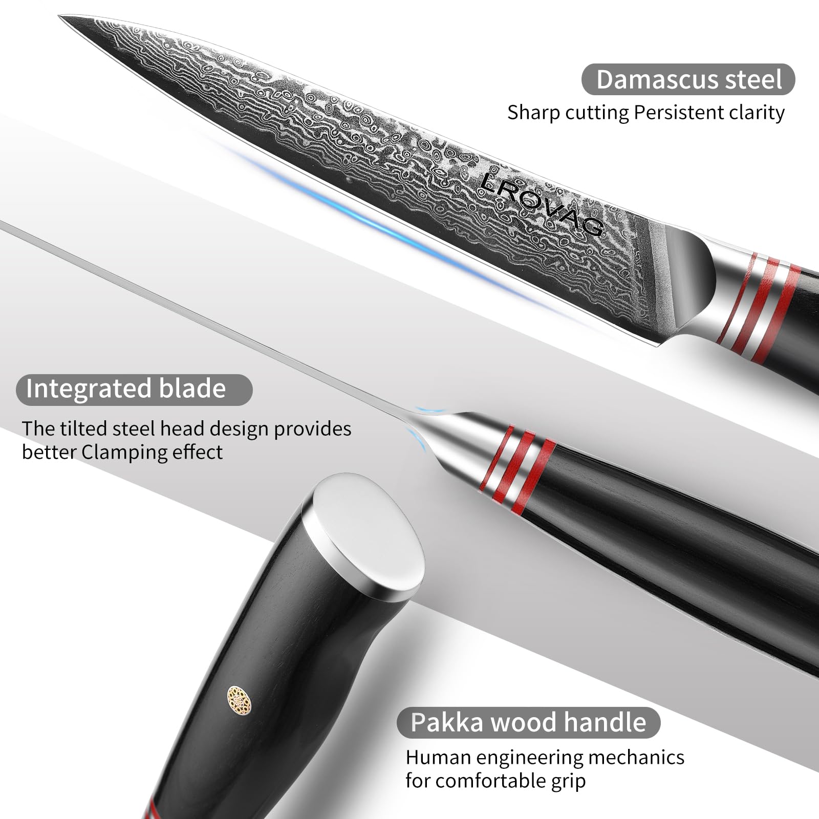 lrovag Utility Kitchen Knife,5 Inch Damascus Paring Knife, Super Sharp High Carbon Stainless Steel Fruit Knife,Multipurpose Chopping Knife, Japan VG10 Steel Core,Premium Gift Box
