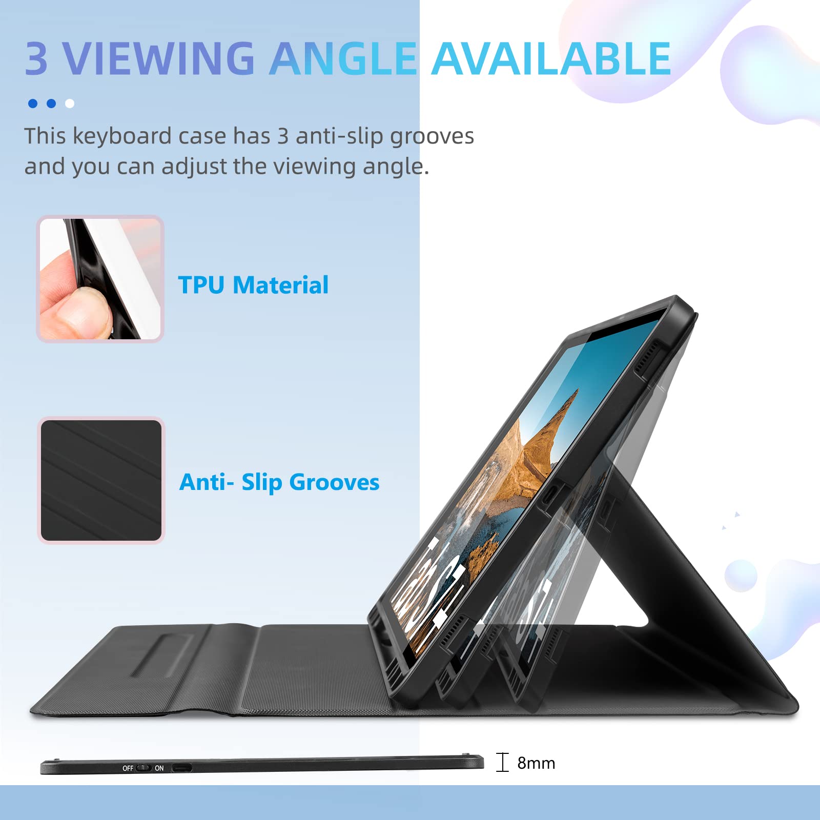 Keyboard Case with Touchpad for Samsung Tab S7 FE/ S7 Plus/ S8 Plus 12.4 Inch, 7 Colors Backlight, Stand Cover with Detachable Bluetooth Keyboard, Trackpad for Galaxy Tab S8+/ S7+ / S7 FE 12.4", Black