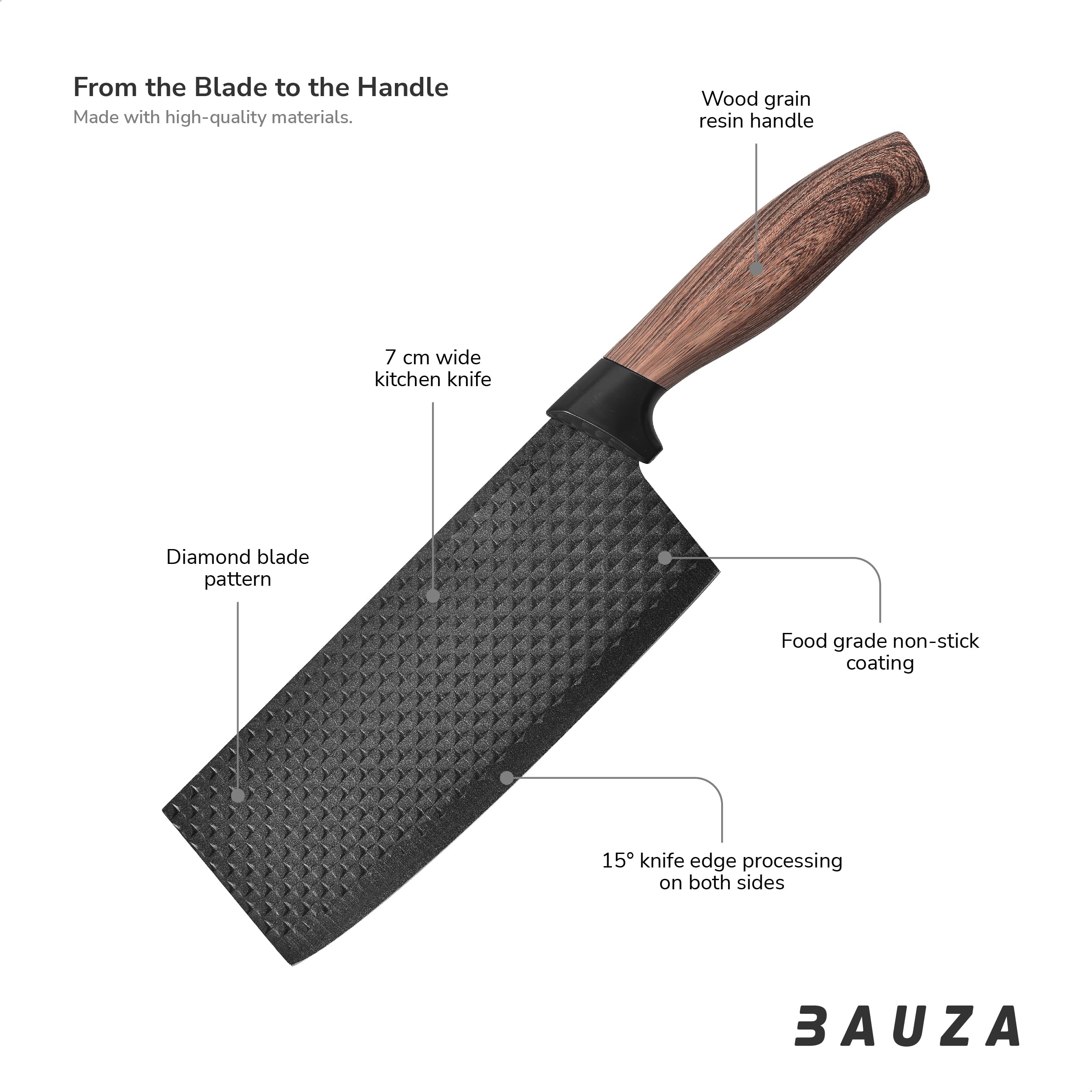 Kitchen Knife Chef Knife Block Stainless Steel Cutting Black Ceramic Professional Kitchen, Kitchen Knife Set, High Carbon Stainless Steel Chef Knife Set with Handle,