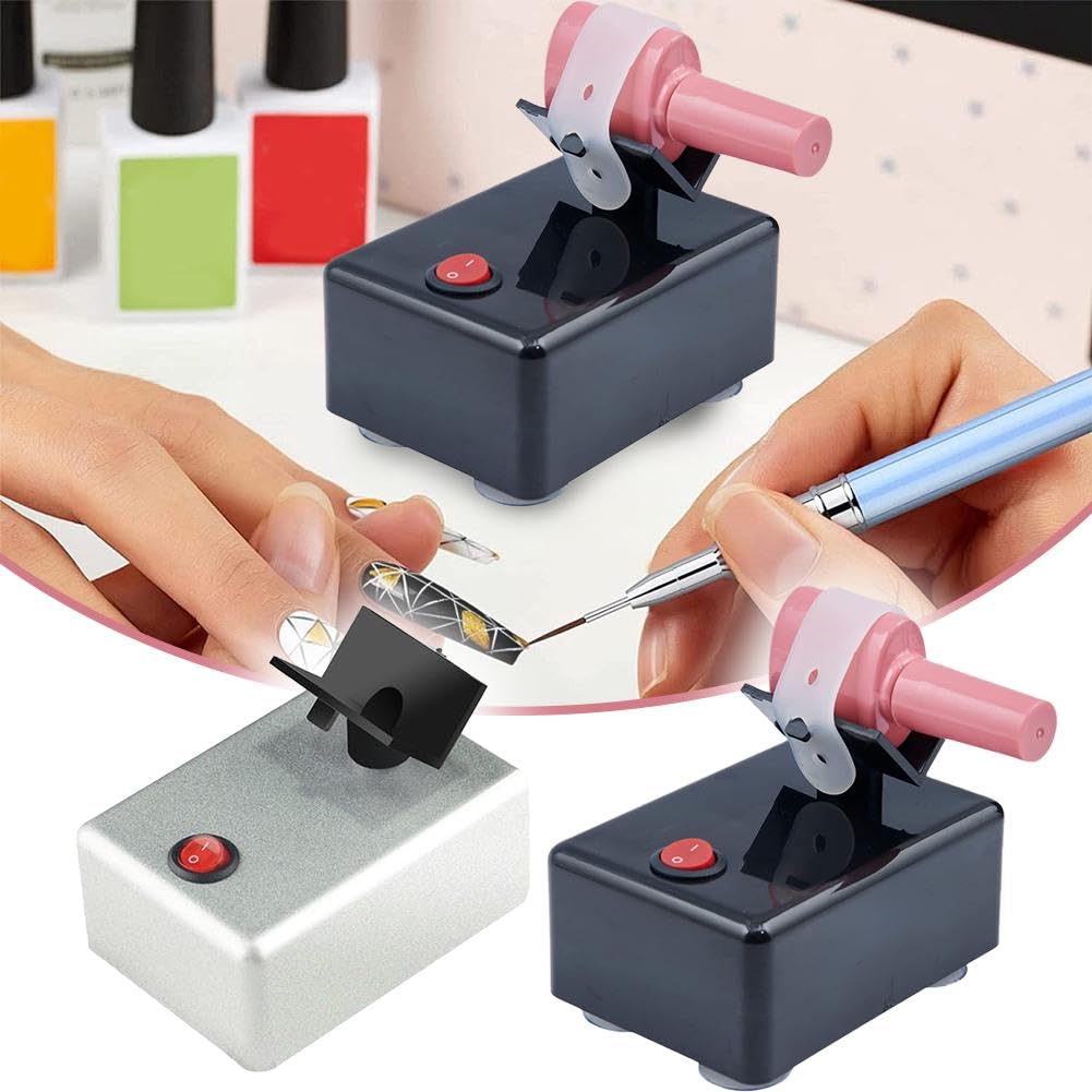 Nail Polish Shaker Machine, Nail Gel Polish Mixer, Nail Lacquer Shaker, Model Paints Shaker Vibrating Screen 3200 Shakes/Min Lash Varnish Bottle Glue Shaking Machine for Nail Art Ink (Silver EU)