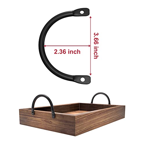 Serving Tray Handles Hardware, Side Fixing Handle for Trays Cutting Board and Charcuterie Board,Metal Rustic Curved Handle Pulls for Wood Box Drawer Pack of 6