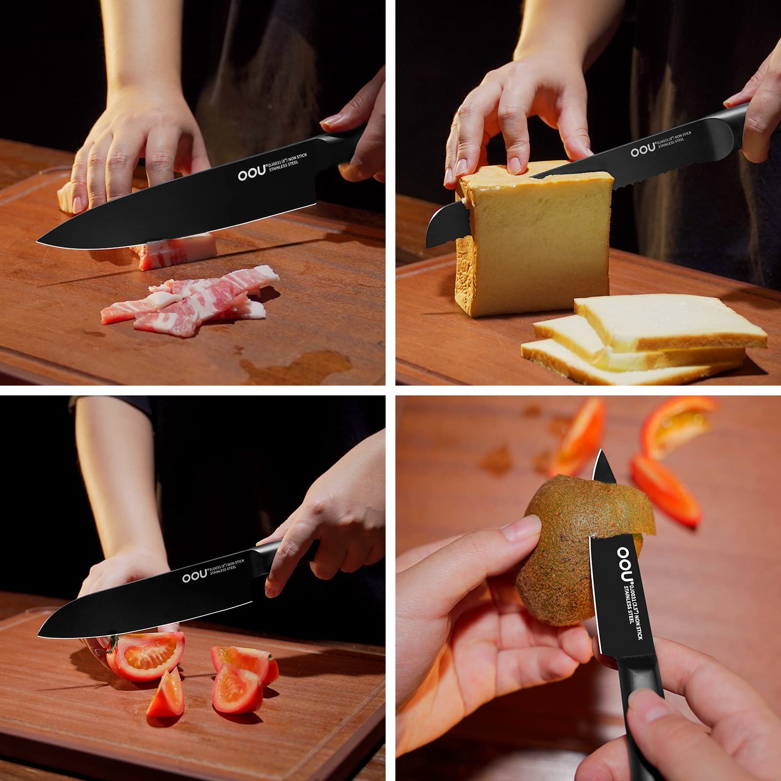 Kitchen Knife Set - OOU 6 pieces Professional Stainless Steel knife set, Dishwasher Safe Kitchen Knives - Ultra Sharp Chef Knife Set for Kitchen, Ergonomic Handle