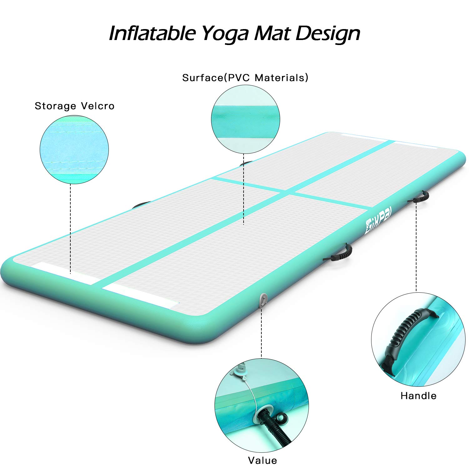 Fostoy Air Tumble Track Set Inflatable Gymnastics Mat with Electric Air Pump for Practice Gymnastics, Tumbling,Parkour, Home Floor