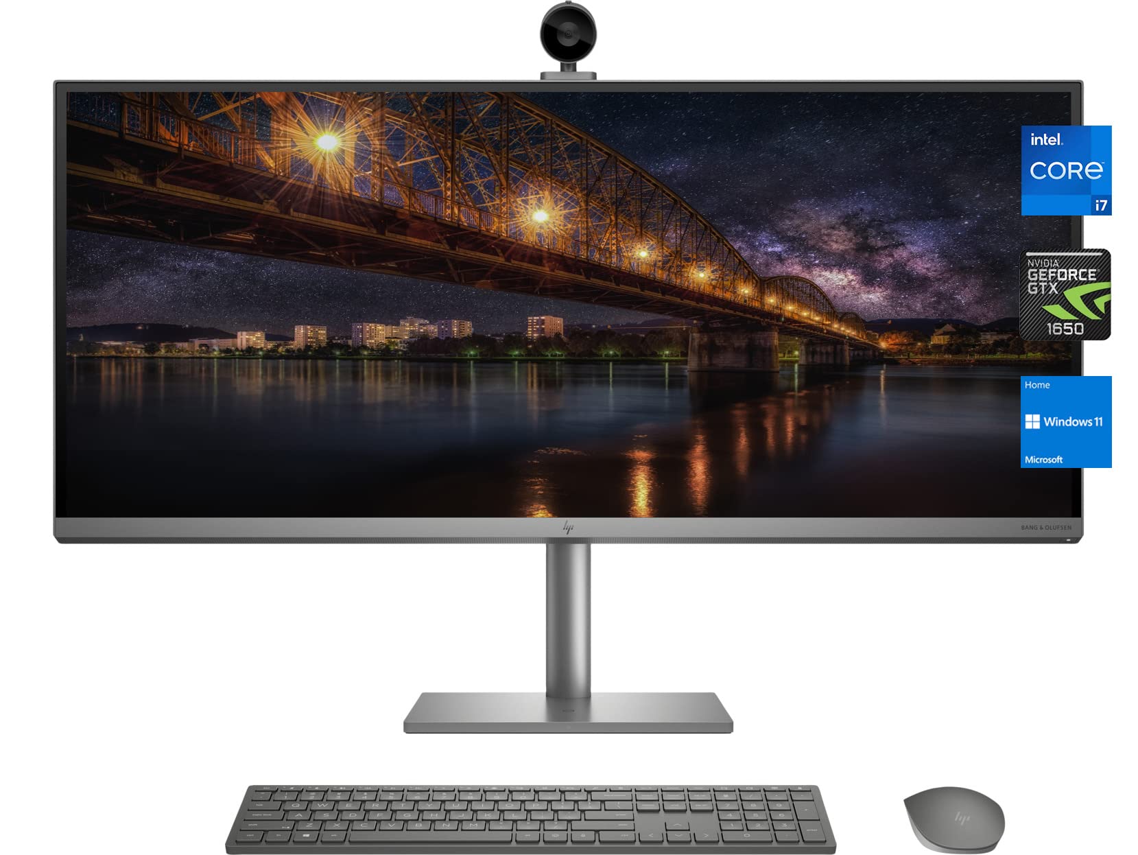HP Envy All-in-One Desktop, 34" WUHD (5120 x 2160) 500nits Display, Intel Core i7-11700 Processor, NVIDIA GeForce GTX 1650, 16GB RAM, 512GB SSD, Webcam, Wireless Keyboard & Mouse, Windows 11 Home