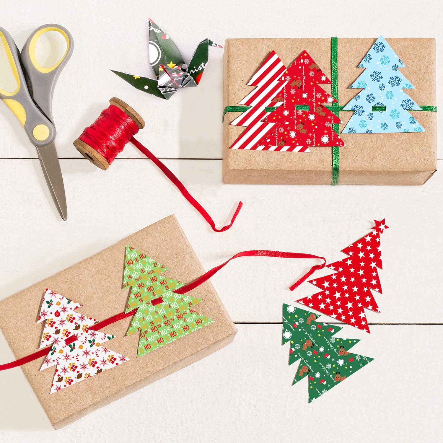 FEPITO 60 Sheets Christmas Pattern Paper Set, 14 x 21cm Decorative Paper for Card Making Scrapbook decoration, 10 Designs