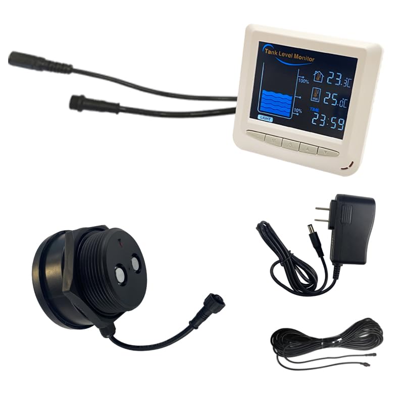 EPTTECH Smart TLC 2101 Remote Ultrasonic Level Controller Liquid Ultrasonic Continuous Detect Water Level Monitor with LCD Display Liquid Depth Leve Water Level Indicator Alarm