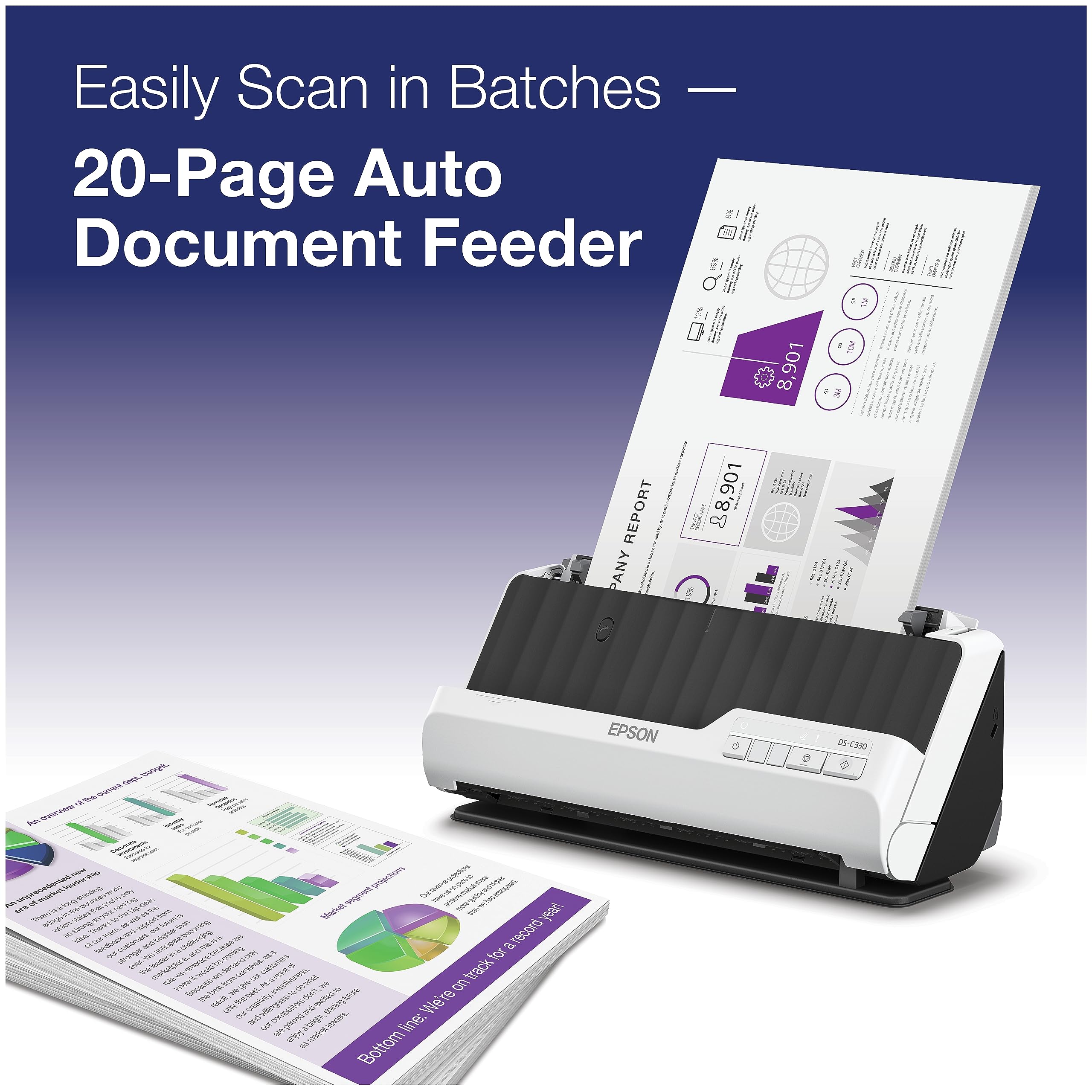 Epson DS-C330 Duplex Compact Desktop Document Scanner with Auto Document Feeder (ADF)