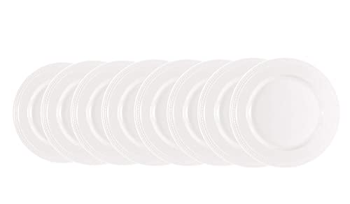 HomeVss, Pearl Dots Stoneware Dinnerware Set (56pc Set, White)