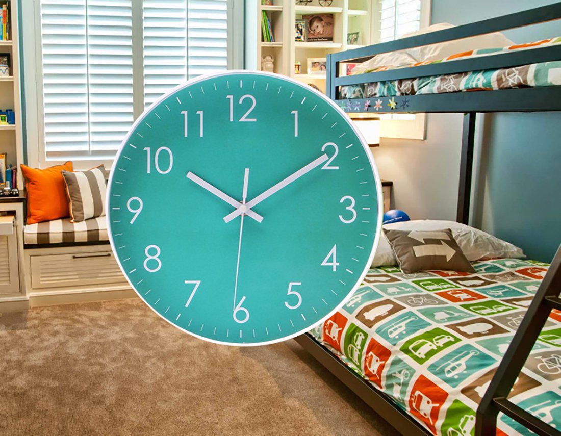 Epy Huts Modern Simple Wall Clock Indoor Non-Ticking Silent Sweep Movement Wall Clock for Office, Bathroom, Living room Decorative 10 Inch Teal