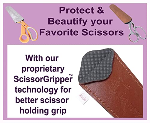 SEW TRENDS SCISSORFOBZ Designer Scissors Sheaths with ScissorGripper Covers Holders for Embroidery Sewing Quilting Gifts- 4PC VALUE PACK - Black and Beige Textures. #S-20