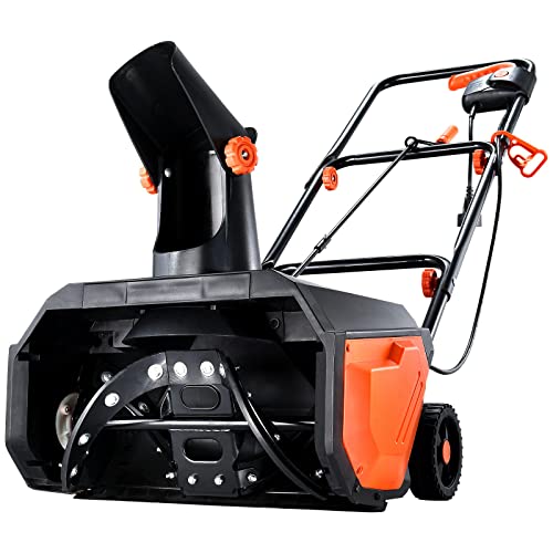 Kapoo Thrower, 18 Inch Electric Kapoo Blower, Steel Auger, 180Degree Rotatable Chute and Overload Protection, 13 Amp, Black & Orange bb04