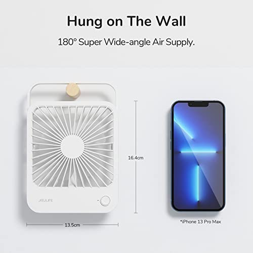 JISULIFE Small Desk Fan Battery Operated Small Fan,180° Foldable Portable Fan, 4 Speeds Adjustable Ultra Quiet for Home Office Travel Outdoor-White